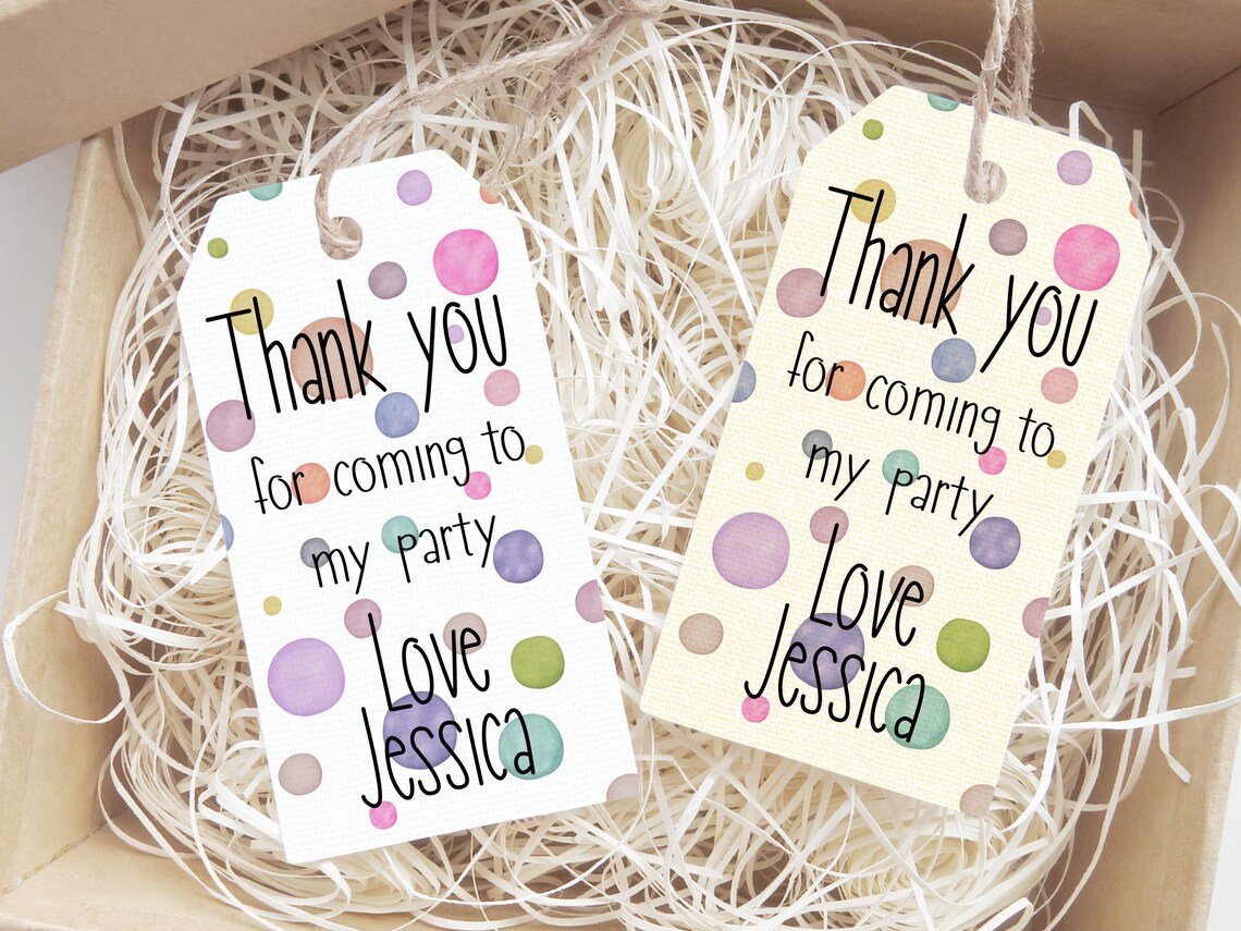 Personalised Birthday Gift Tags: Pastel Confetti Linen Favour Pack 10 ...