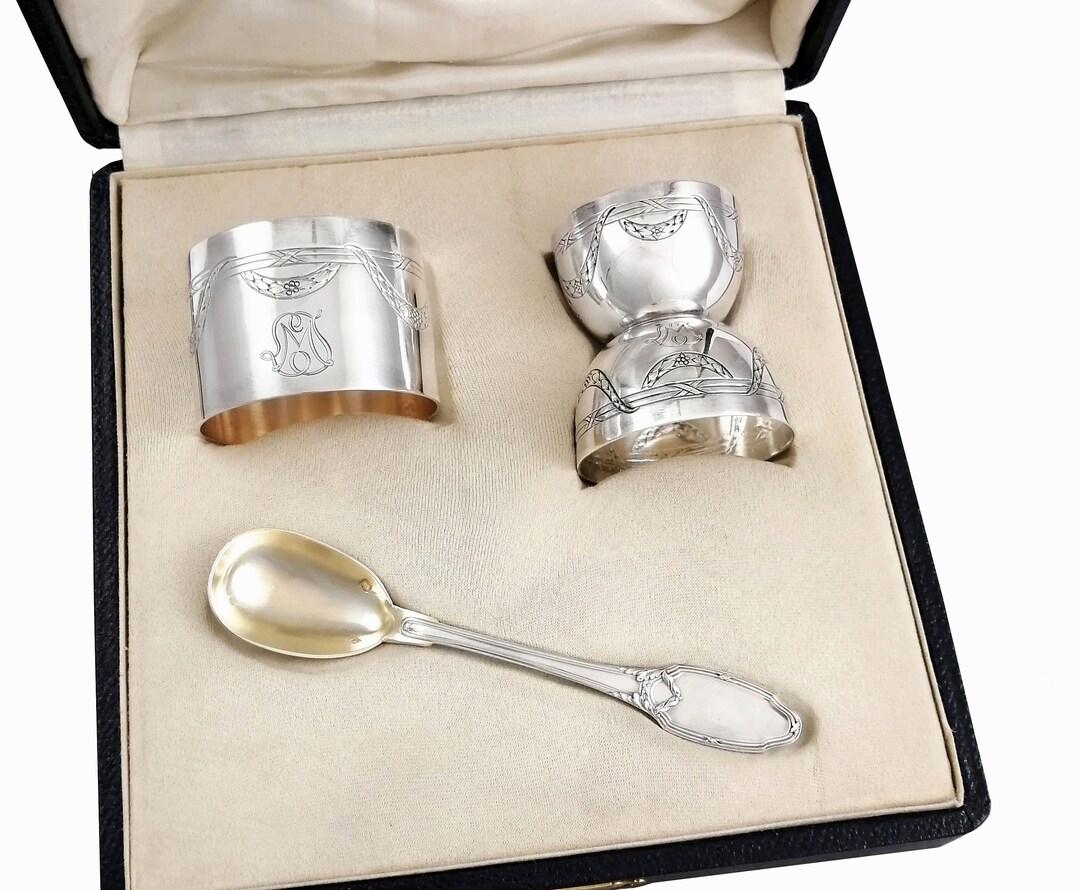 Boxed French Sterling Silver Breakfast Set: Egg Cup Spoon and - Etsy