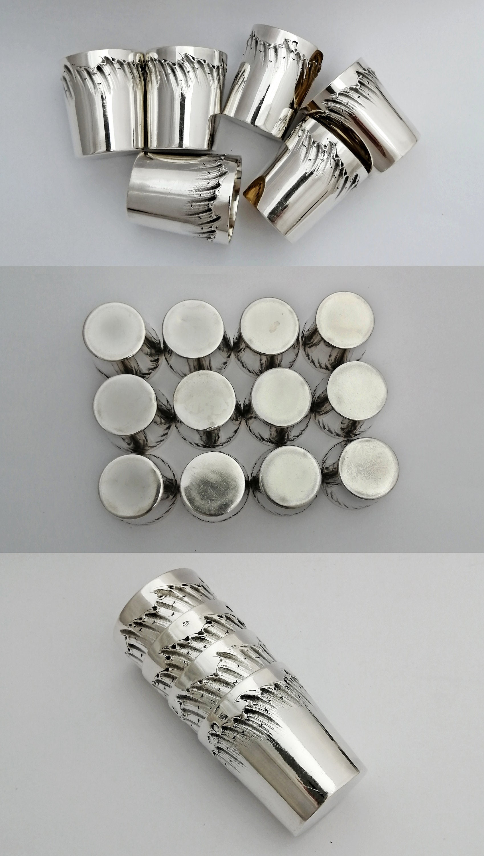 Boxed French Sterling Silver Liqueur Cups 12pc Rococo Decor H. Soufflot ...