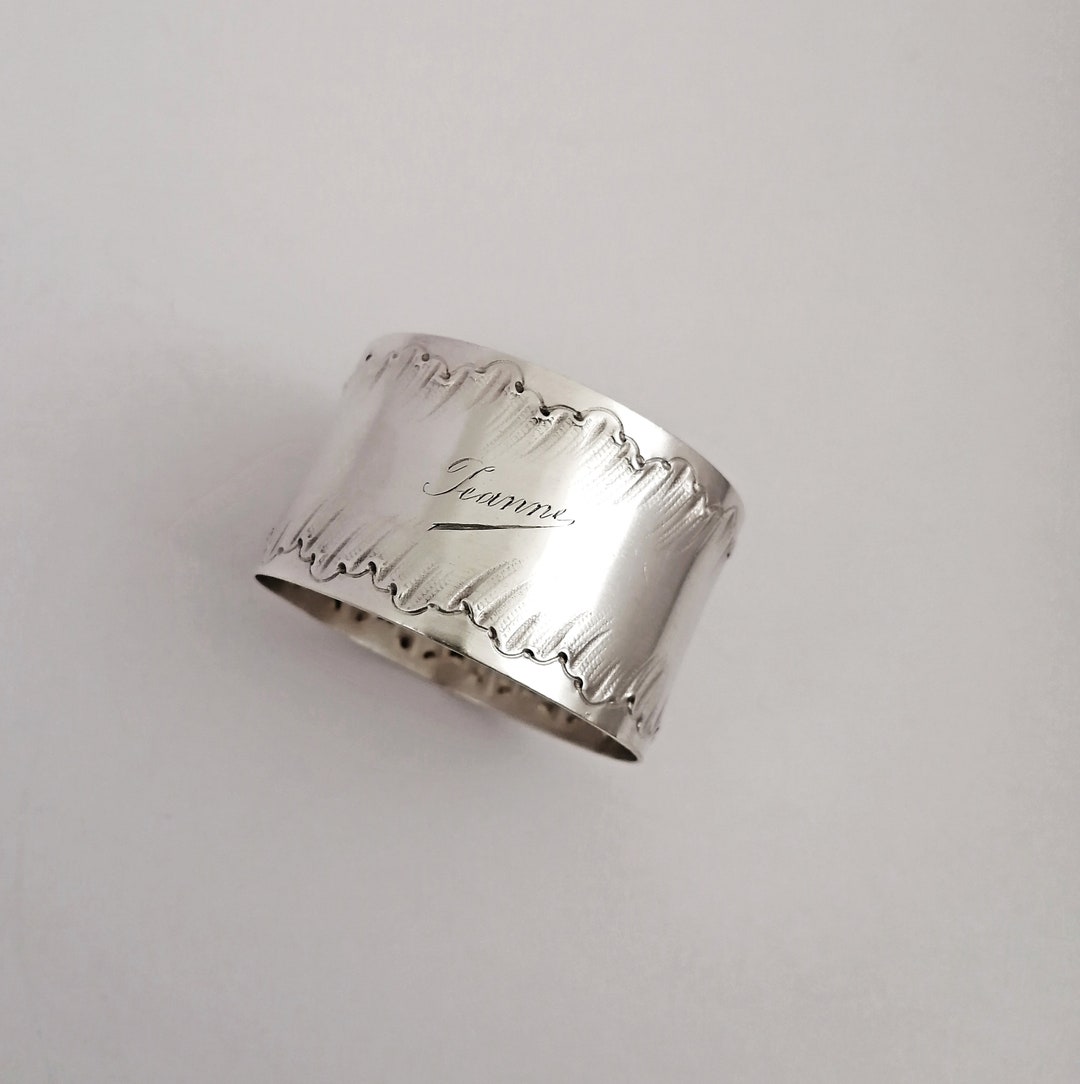 French Sterling Silver Napkin Ring - 'jeanne' Inscription - Rococo ...