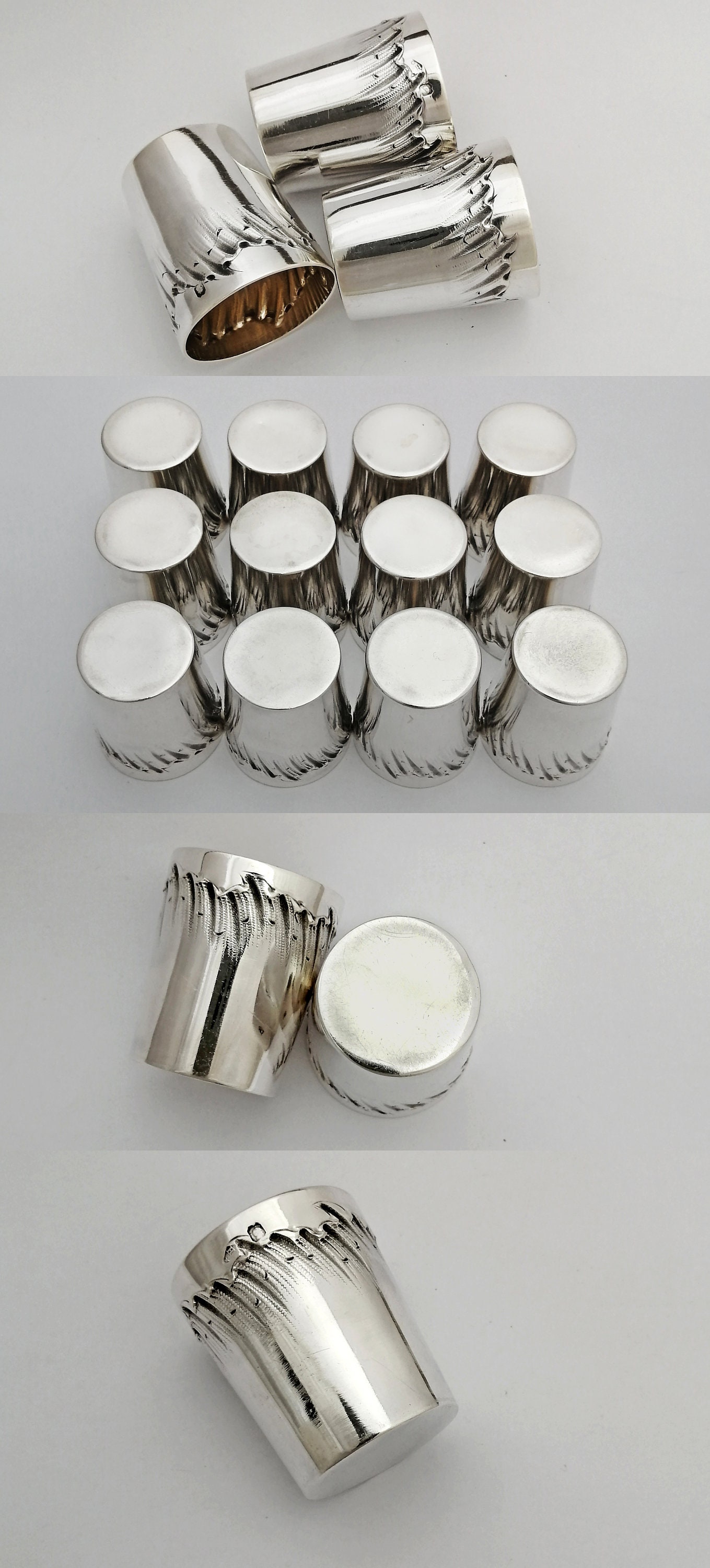 Boxed French Sterling Silver Liqueur Cups 12pc Rococo Decor H. Soufflot ...