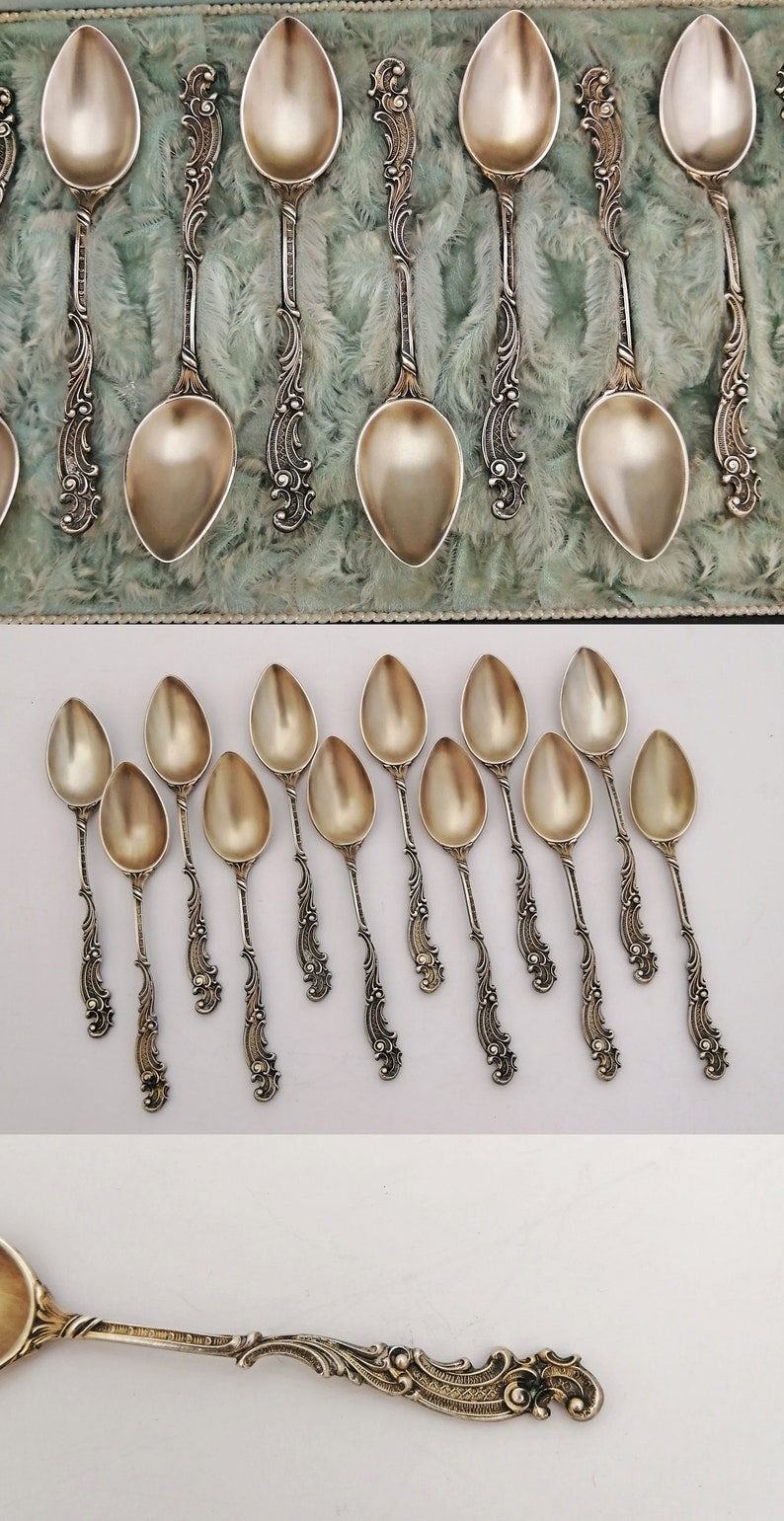 Boxed Set of 12 German .800 Silver & Vermeil Small Coffee or Mocha ...