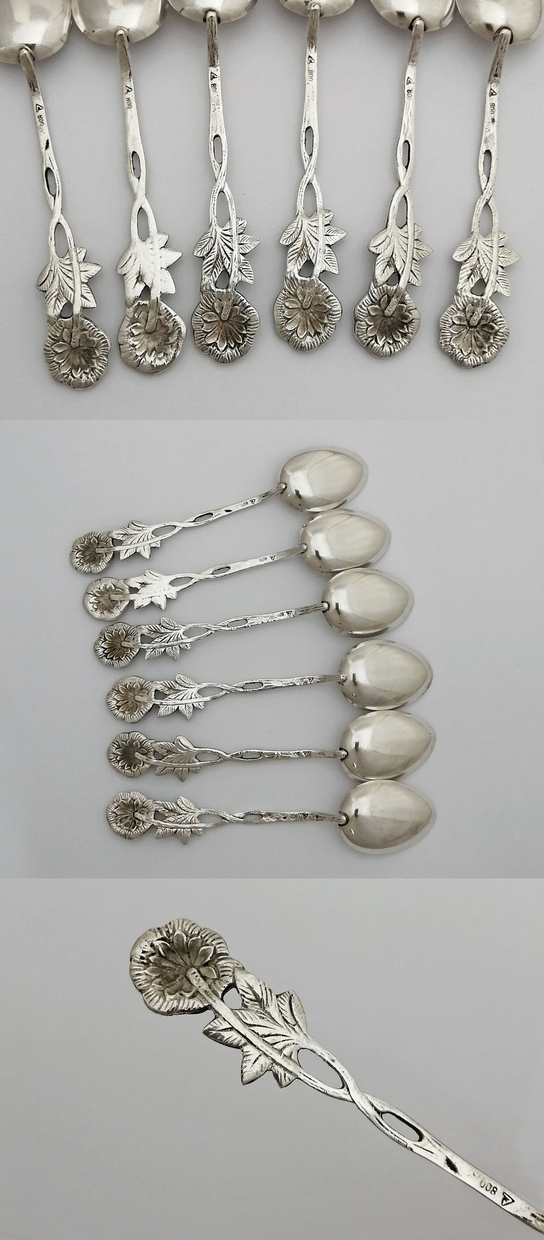 Boxed German .800 Solid Silver Spoons 6pc Hildesheimer Rose - Etsy 日本
