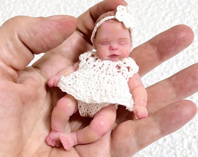 Mini Baby Full Silicone Doll 5 Inch Alice, Painted, Open Eyes, Open ...