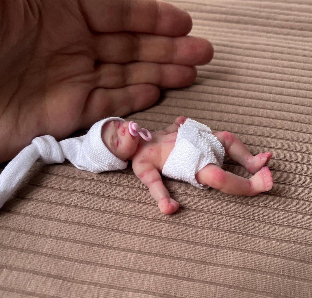 Tiny Silicone Baby Doll 3 Inch Full Body Binki (8cm), Painted, Close ...