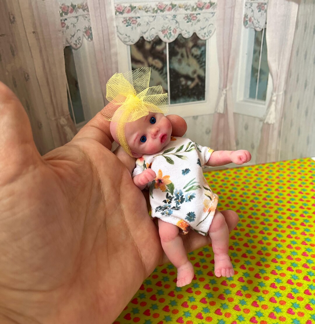 Mini Baby Full Silicone Doll 5 Inch Alice, Painted, Open Eyes, Open ...