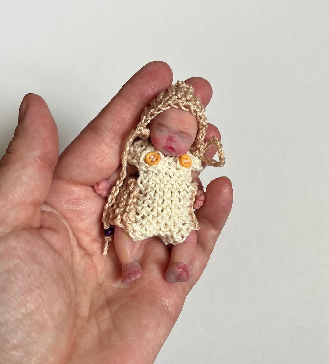 Mini Silicone Baby Doll 3 Inch Full Body Binki 8cm, Painted, Close Eyes ...