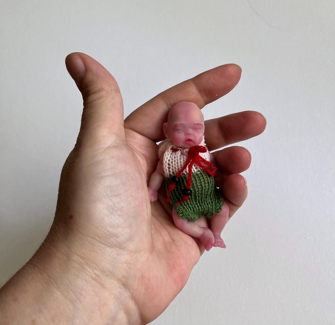 Tiny Silicone Baby Doll 3 Inch Full Body Binki , Painted, Open Mouth ...