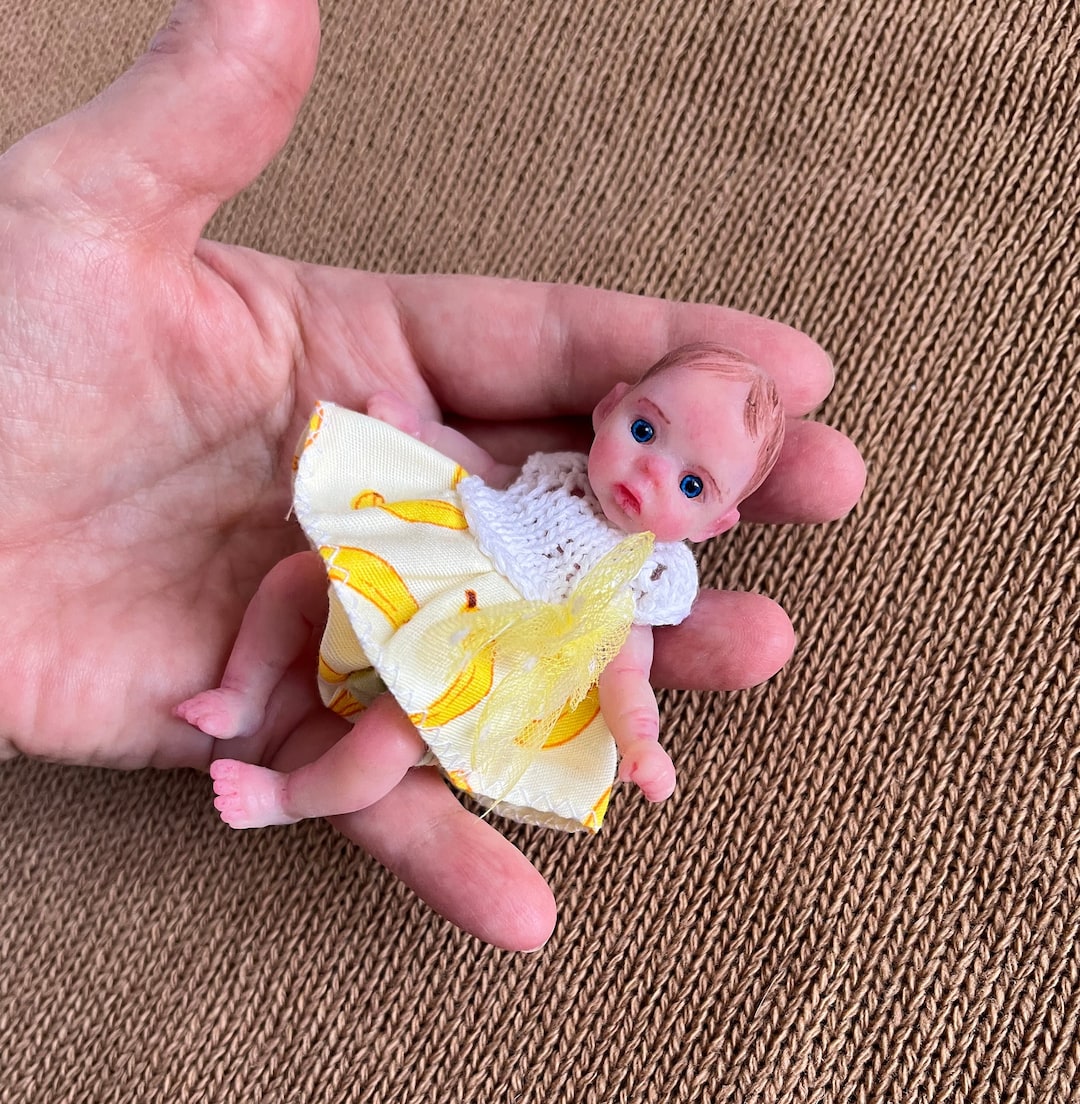 Mini Silicone Baby Doll 4 Inch Full Body Greta 10cm, Painted , Open ...