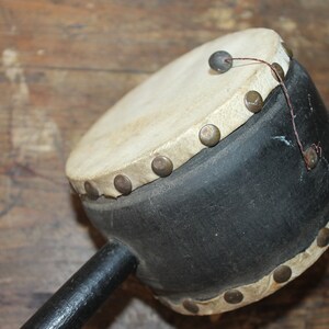 Antique Pigskin Wood Clapper, Old Musical Instrument, Big Vintage Real ...