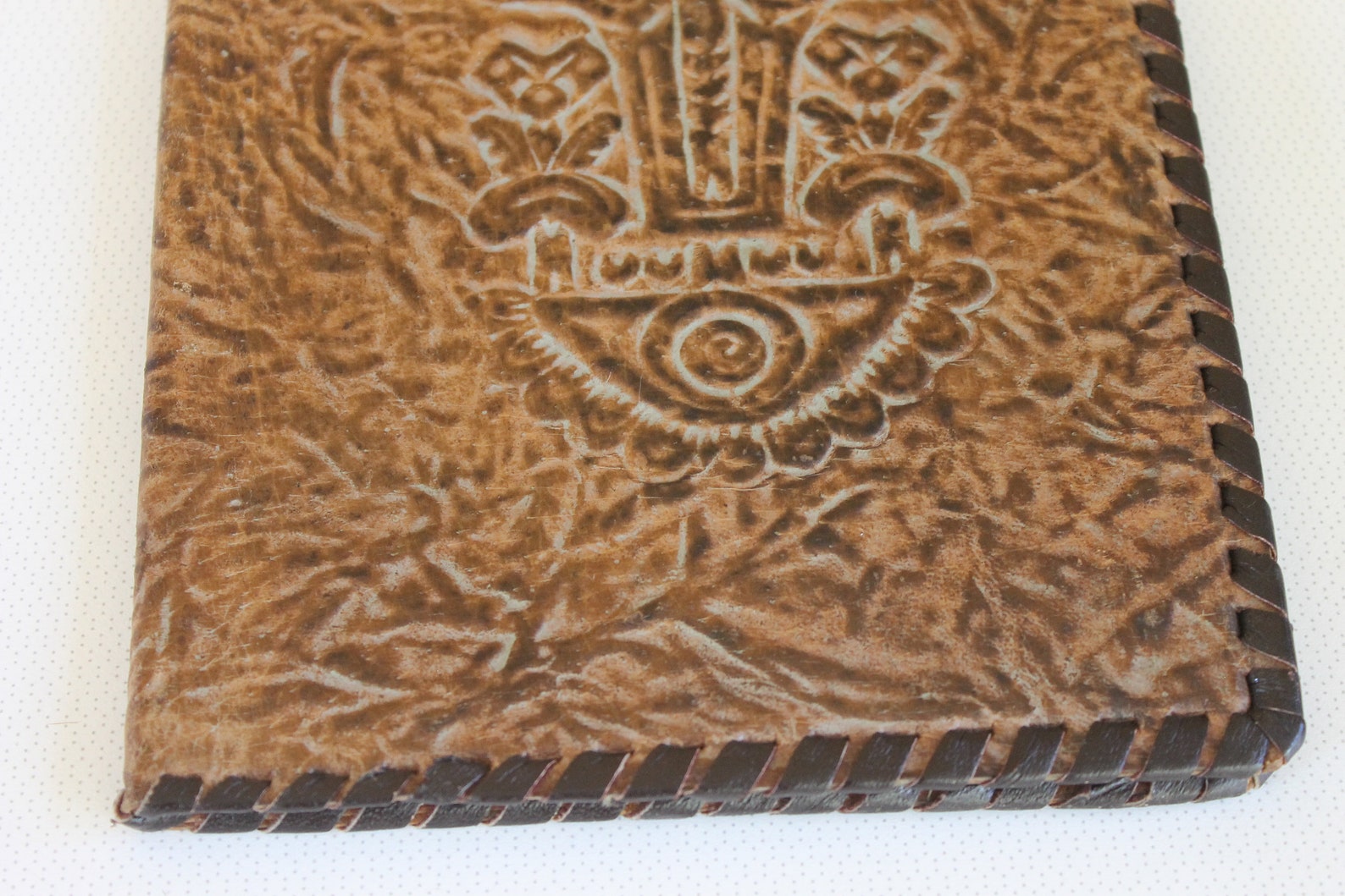 Vintage Book Cover Embossed Leather Folder Hand Tooled | Etsy