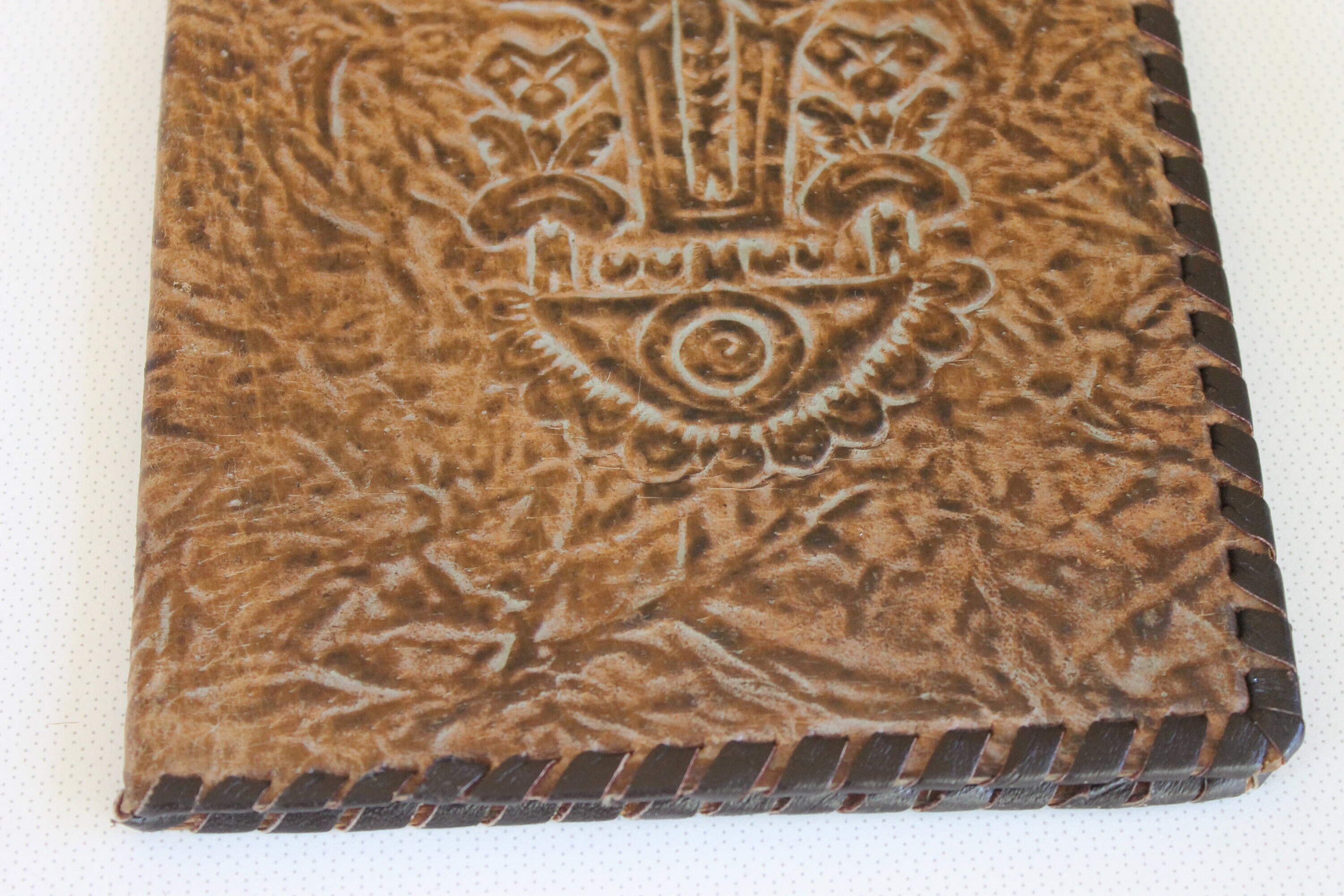 Vintage Book Cover Embossed Leather Folder Hand Tooled | Etsy