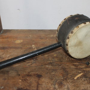 Antique Pigskin Wood Clapper, Old Musical Instrument, Big Vintage Real ...