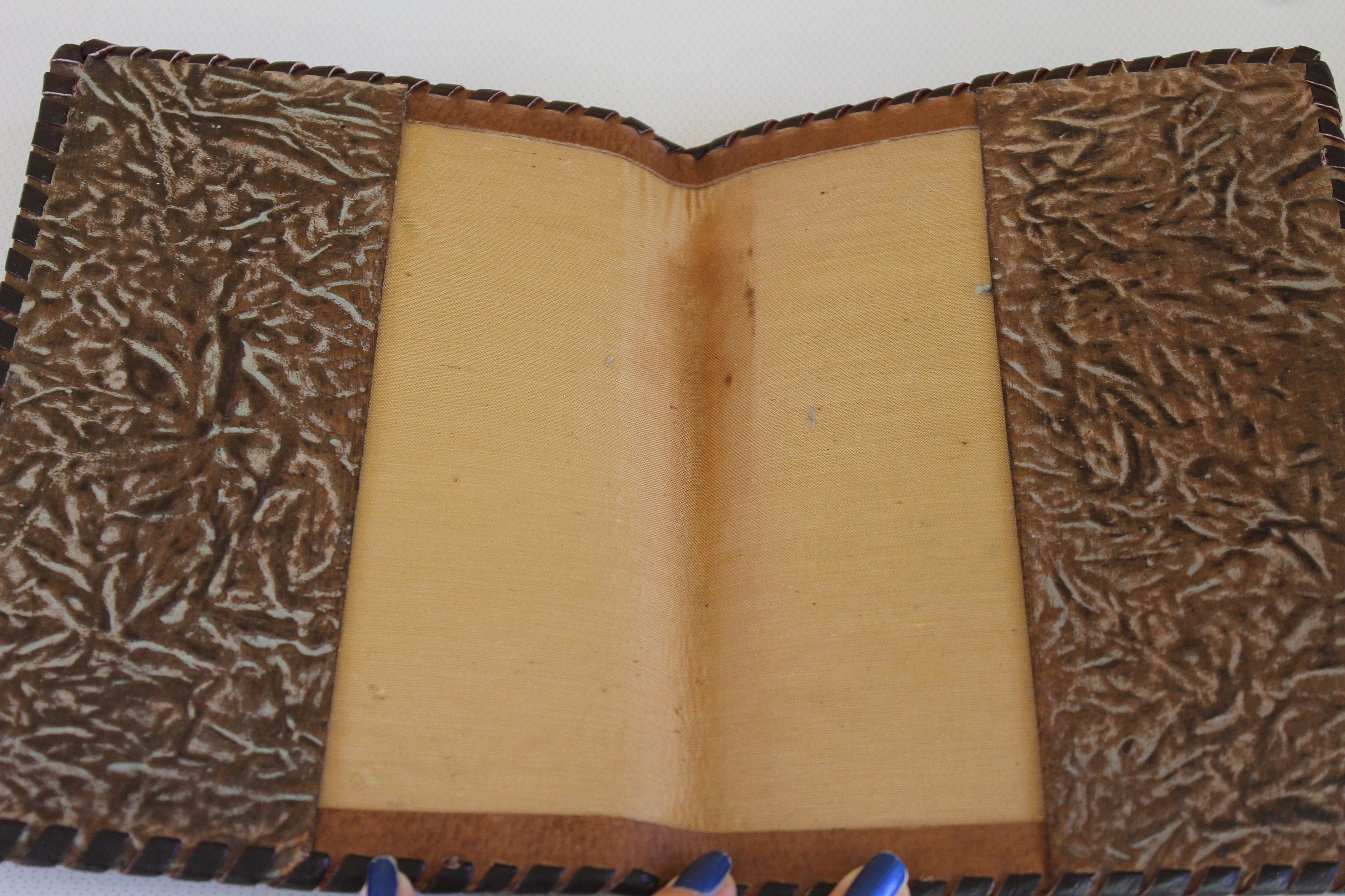 Vintage Book Cover Embossed Leather Folder Hand Tooled | Etsy