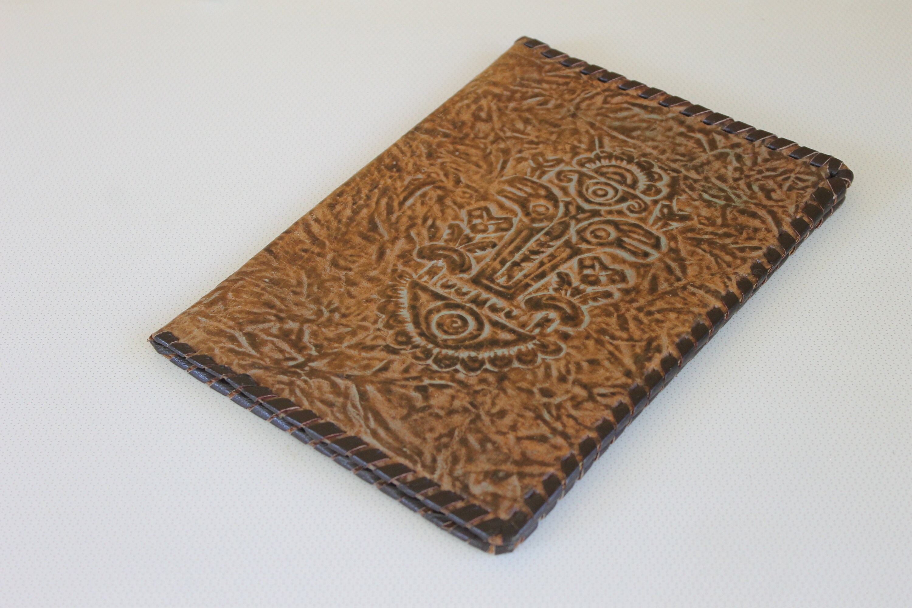 Vintage Book Cover Embossed Leather Folder Hand Tooled | Etsy