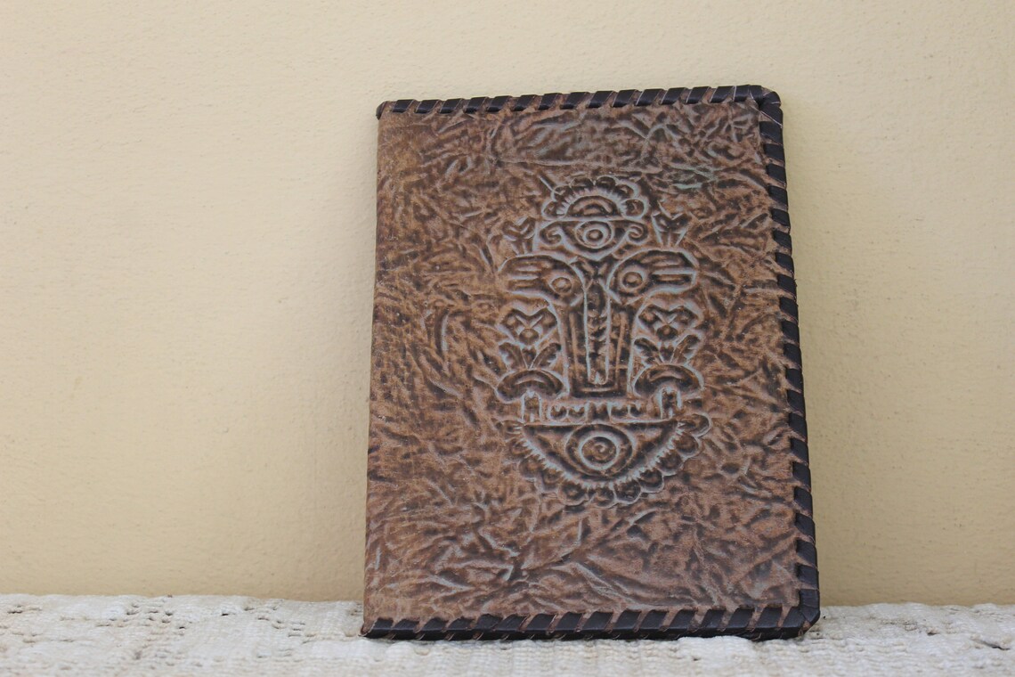 Vintage Book Cover Embossed Leather Folder Hand Tooled | Etsy