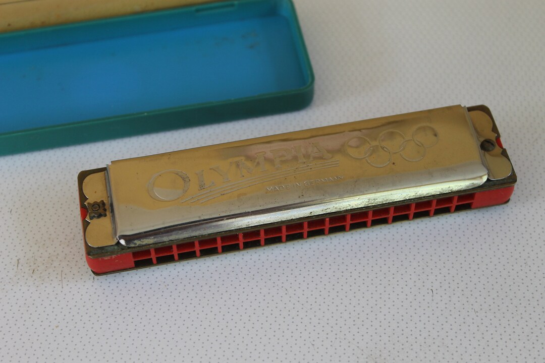 Antique HARMONICA, Vintage OLYMPIA Bell Metal Reeds Harmonica, Vintage ...