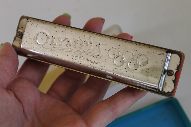 Antique HARMONICA Vintage OLYMPIA Bell Metal Reeds Harmonica - Etsy
