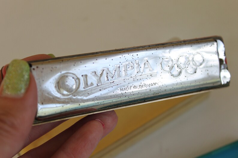 Antique HARMONICA Vintage OLYMPIA Bell Metal Reeds Harmonica - Etsy