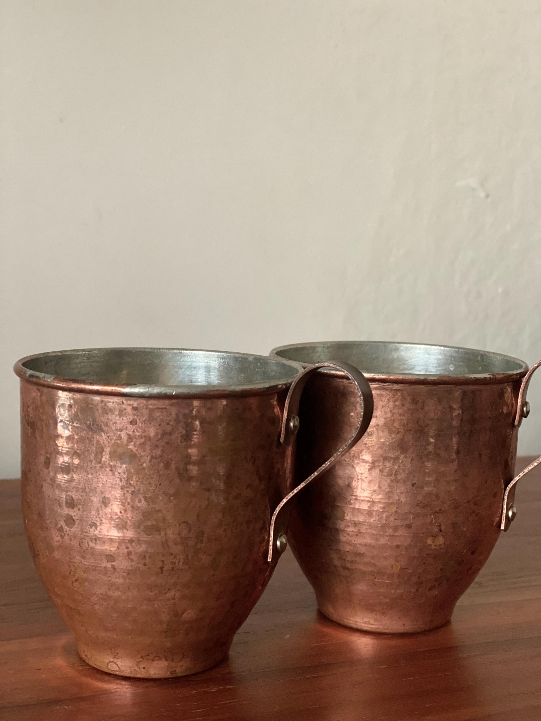 Hammered Copper Cups With Handles - Etsy