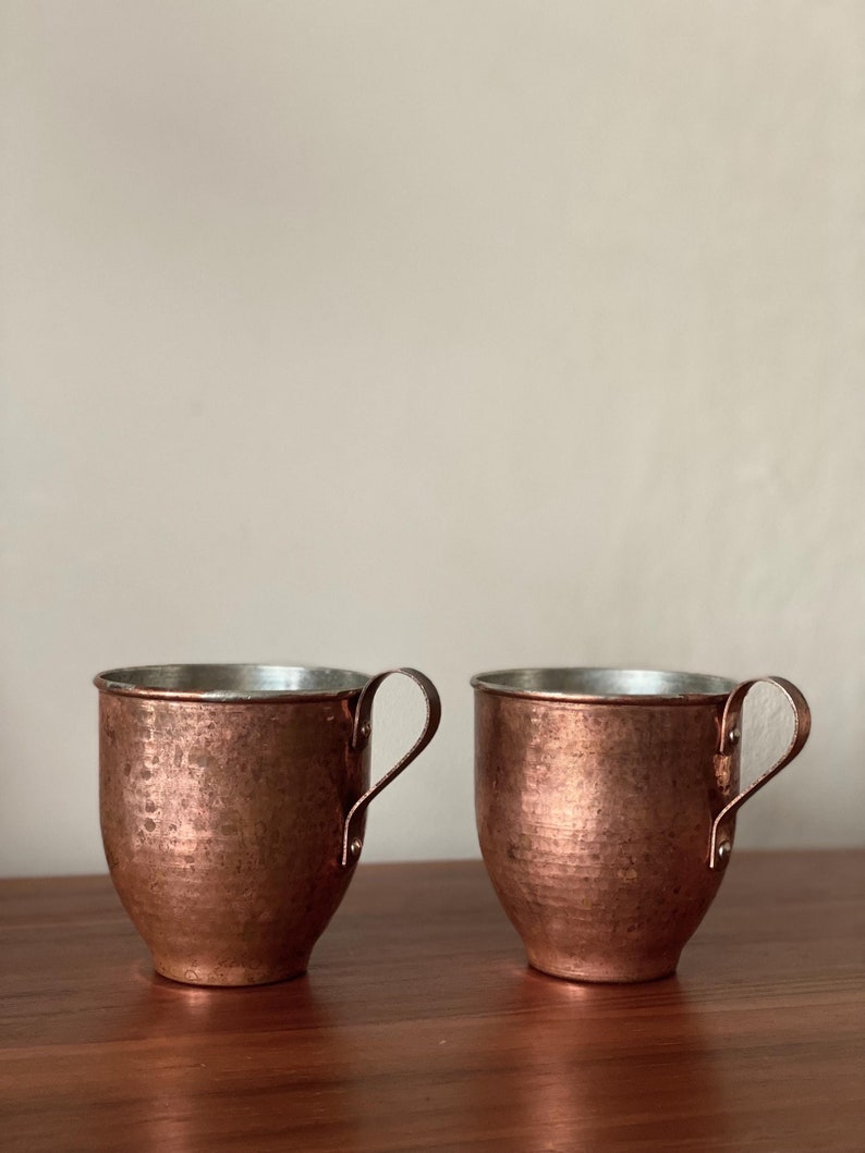 Hammered Copper Cups With Handles - Etsy