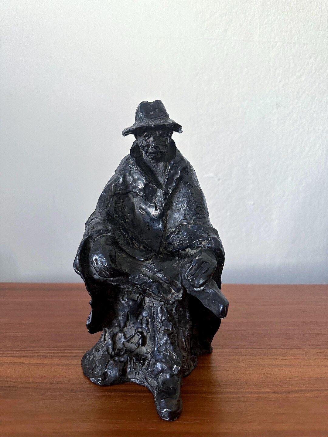 Seated Man Sculpture, Resin Cast, Signed by Artist Santino Petronzio - Etsy