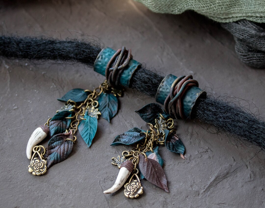 Dangle Dread Beads Long Chain Charm Dreadlock Accessory Antique Bronze ...