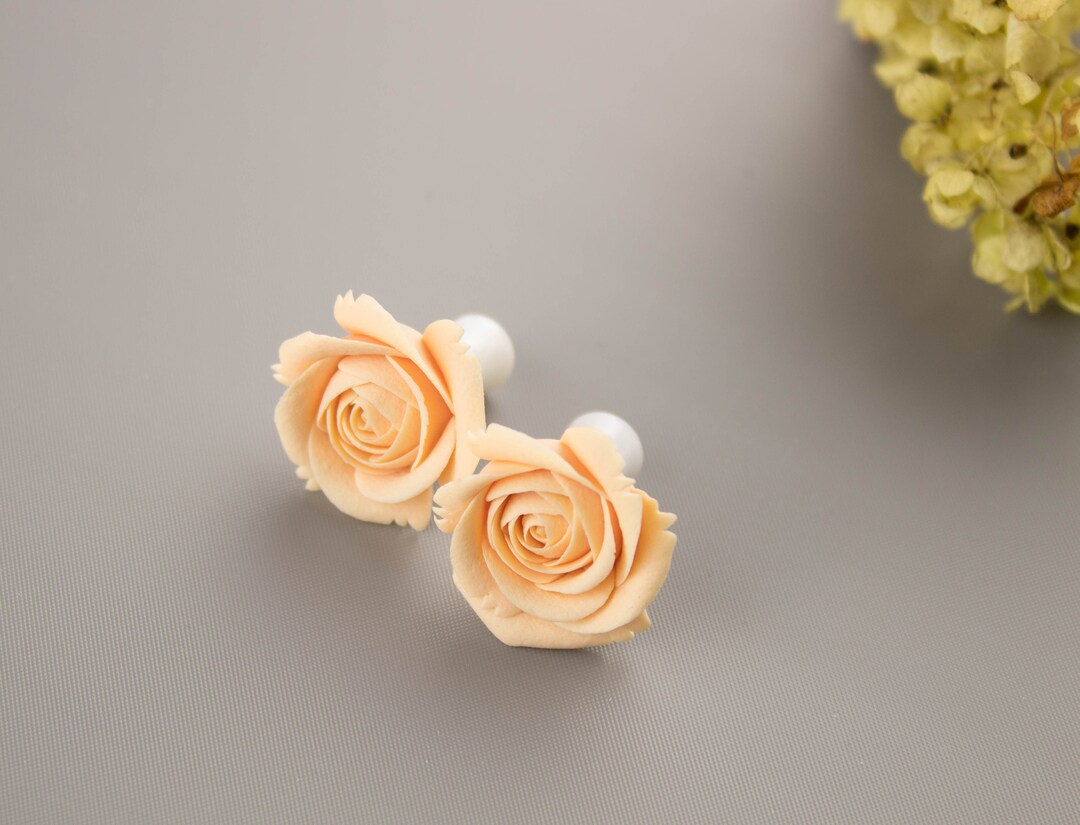 Rose Flower Ear Plugs Peach Rose Ear Gauges Delicate Ear Plugs 2g Plugs ...