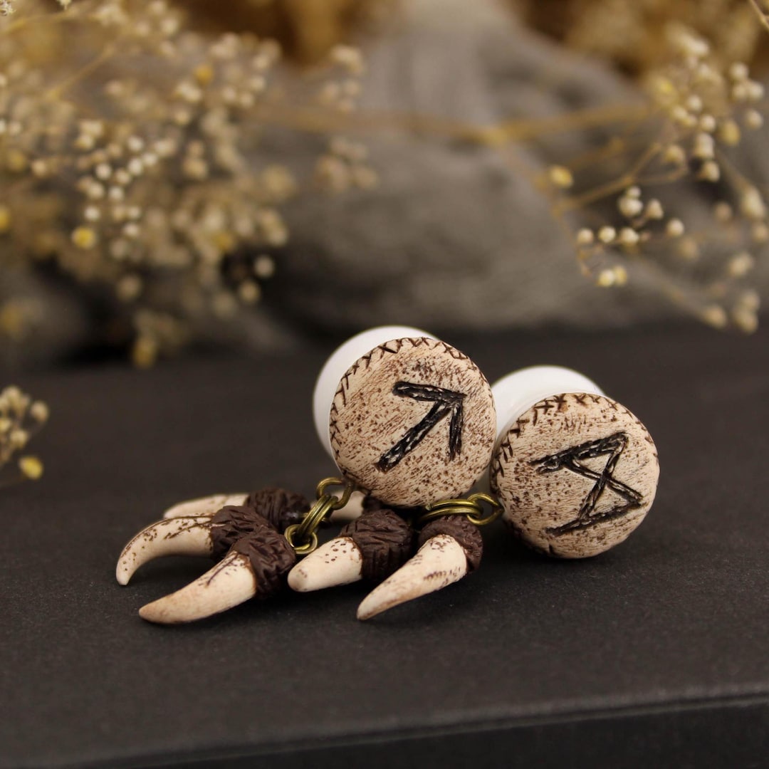Viking Earrings With Norse Runes Ear Piercing Gauges and Tunnels Guy ...