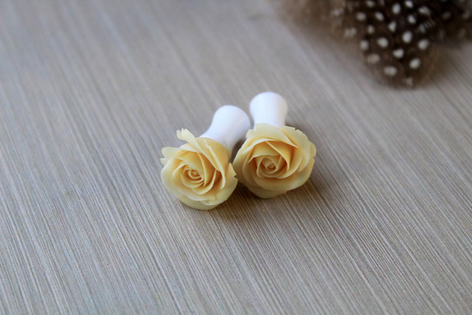 Rose Flower Ear Plugs Peach Rose Ear Gauges Delicate Ear Plugs - Etsy
