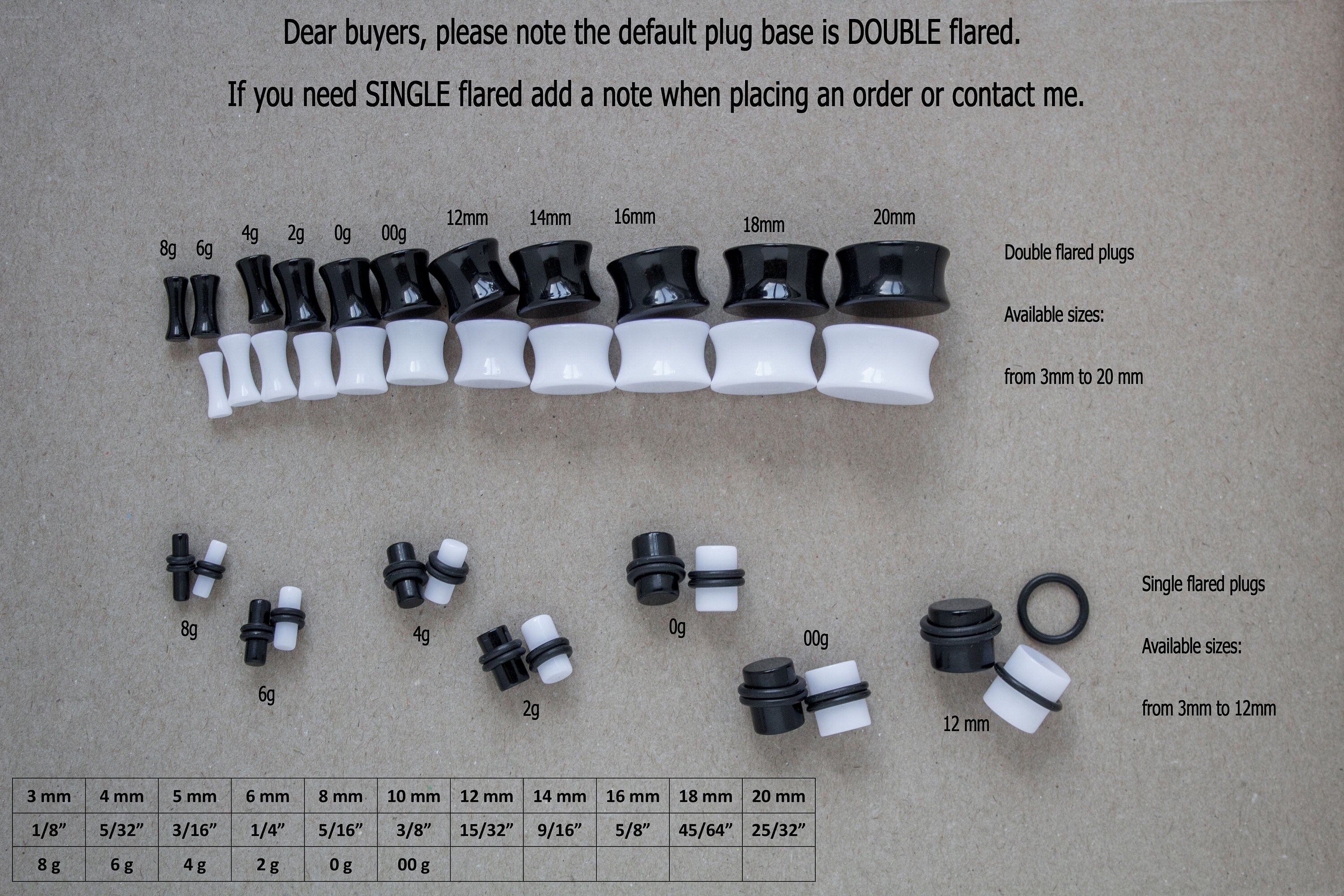 Large size ear plugs and gauges 12mm 14mm 16mm 18mm 20mm | Etsy