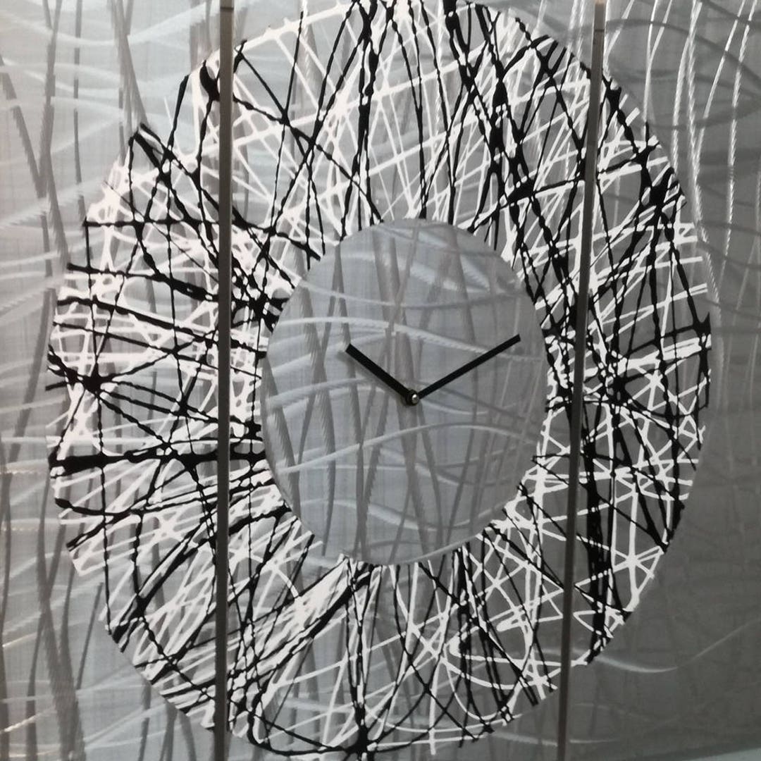 Unique Metal Wall Clock, Black-white Abstract Wall Clock, Large 3 ...