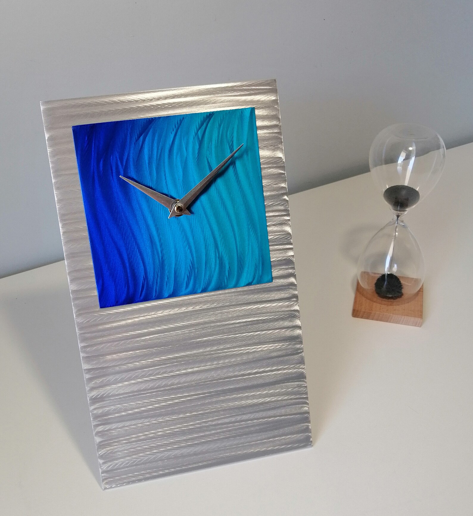 Blue-teal Modern Desk Clock Contemporary Table Clock - Etsy