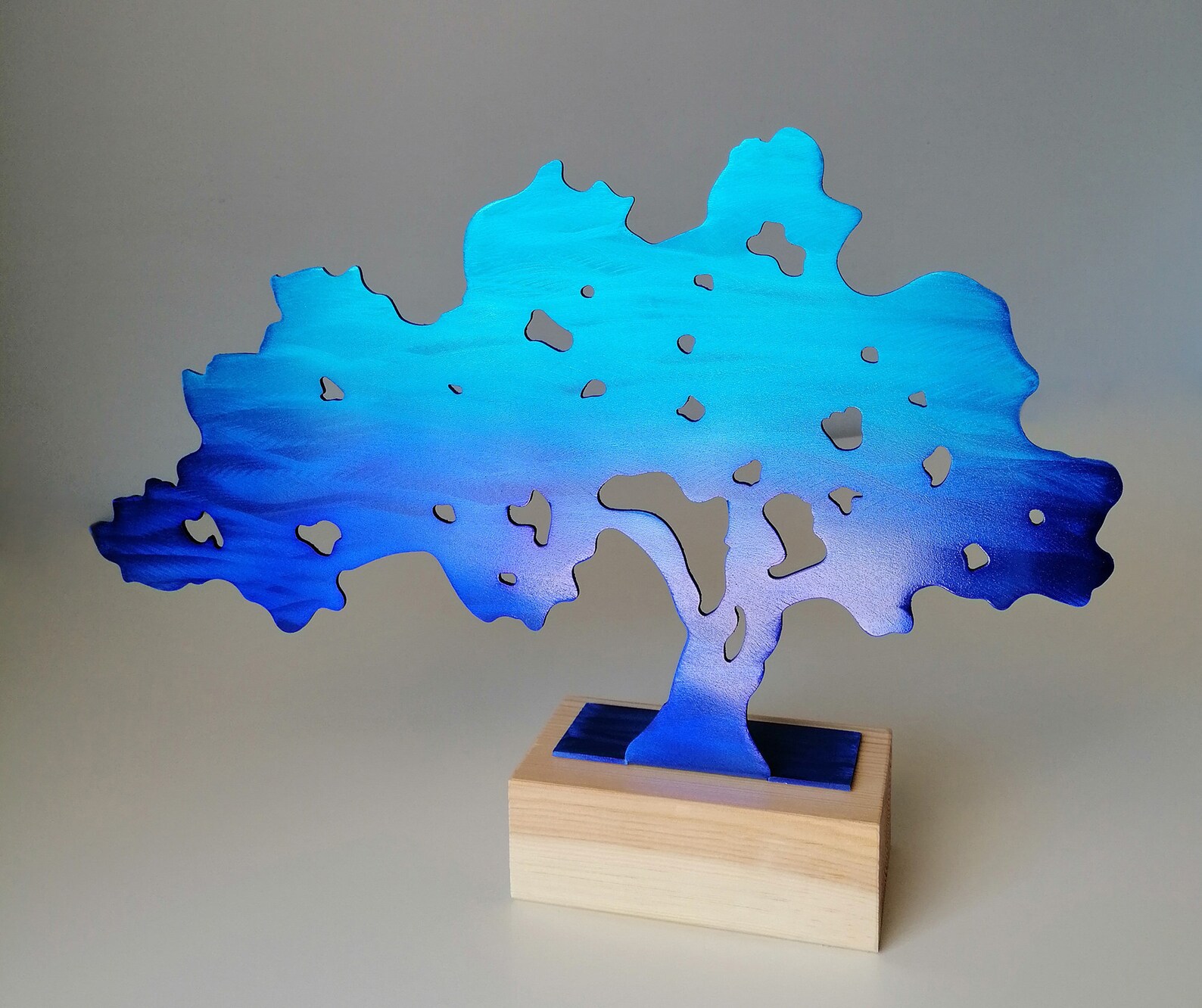 Blue Metal Tree Sculpture Metal Art Tree Decor Modern Tree | Etsy