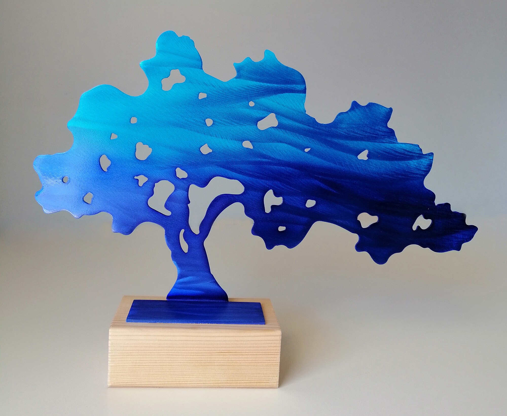 Blue Metal Tree Sculpture Metal Art Tree Decor Modern Tree | Etsy