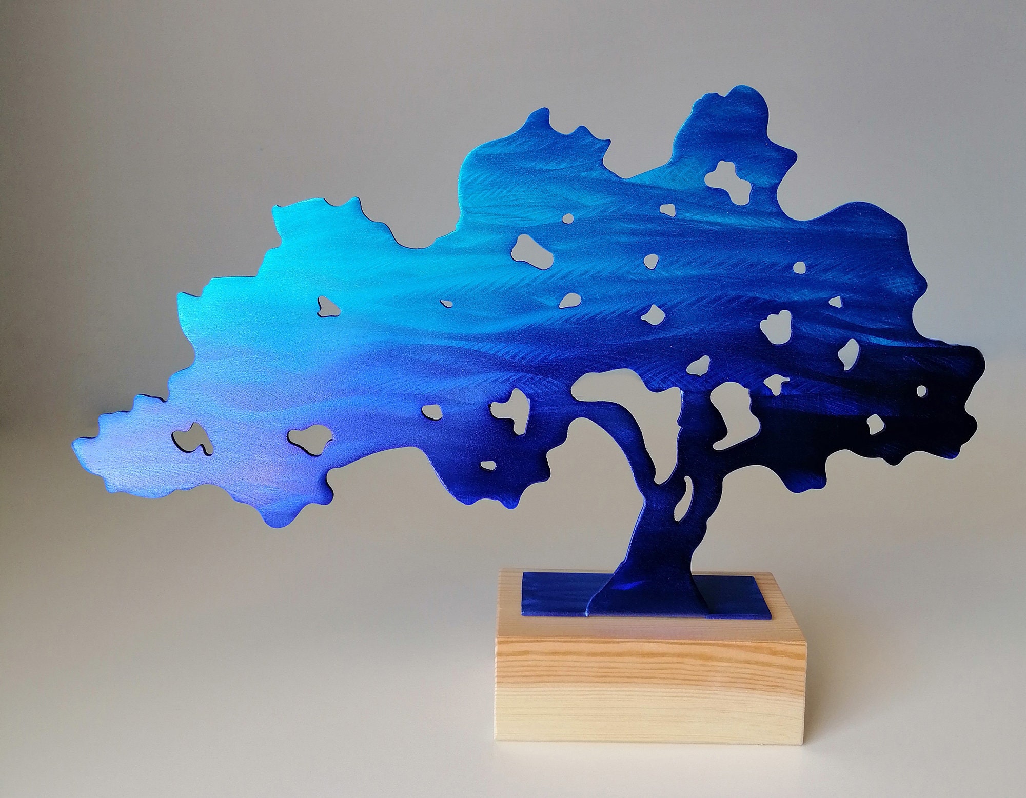 Blue Metal Tree Sculpture Metal Art Tree Decor Modern Tree | Etsy