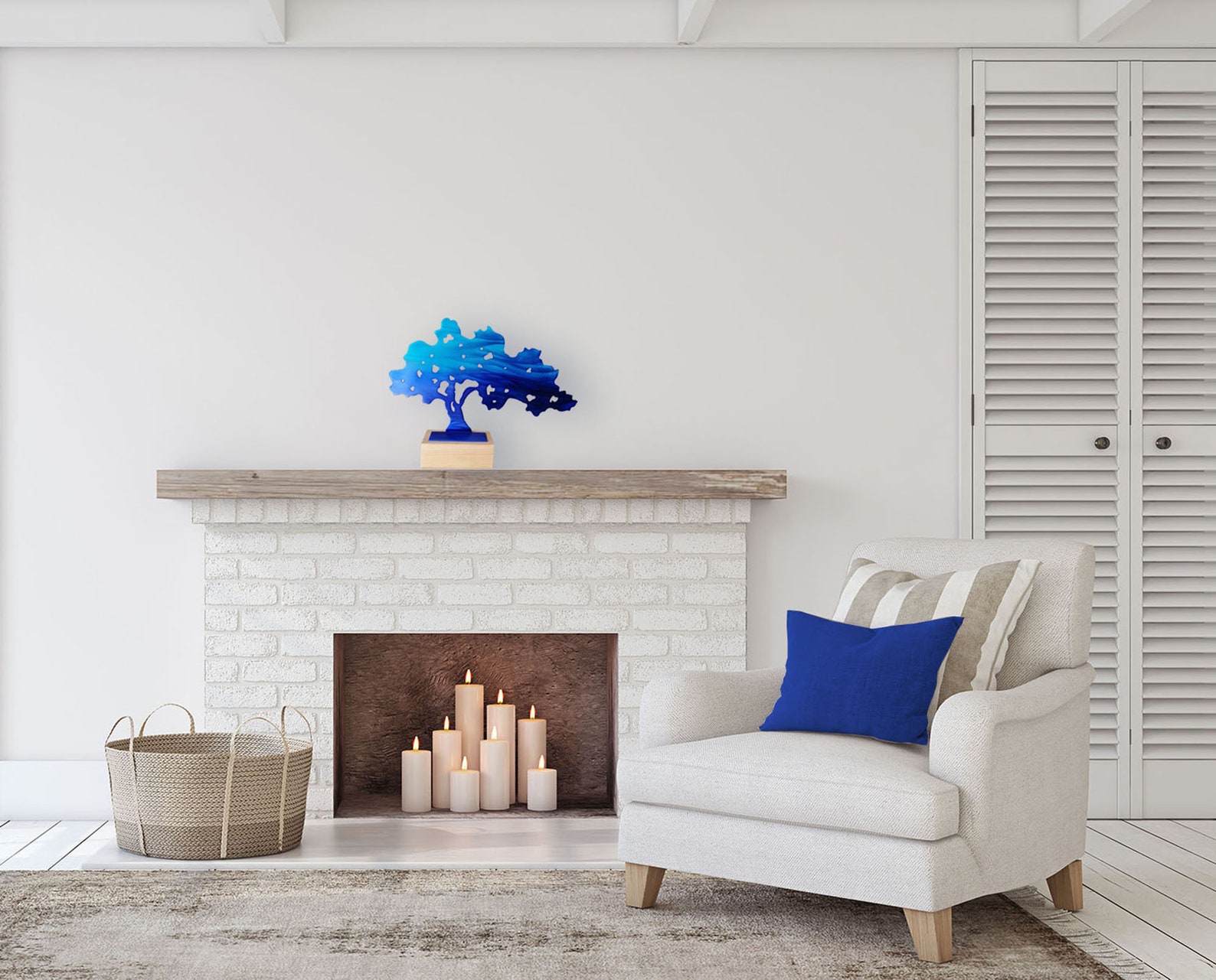 Blue Metal Tree Sculpture Metal Art Tree Decor Modern Tree | Etsy