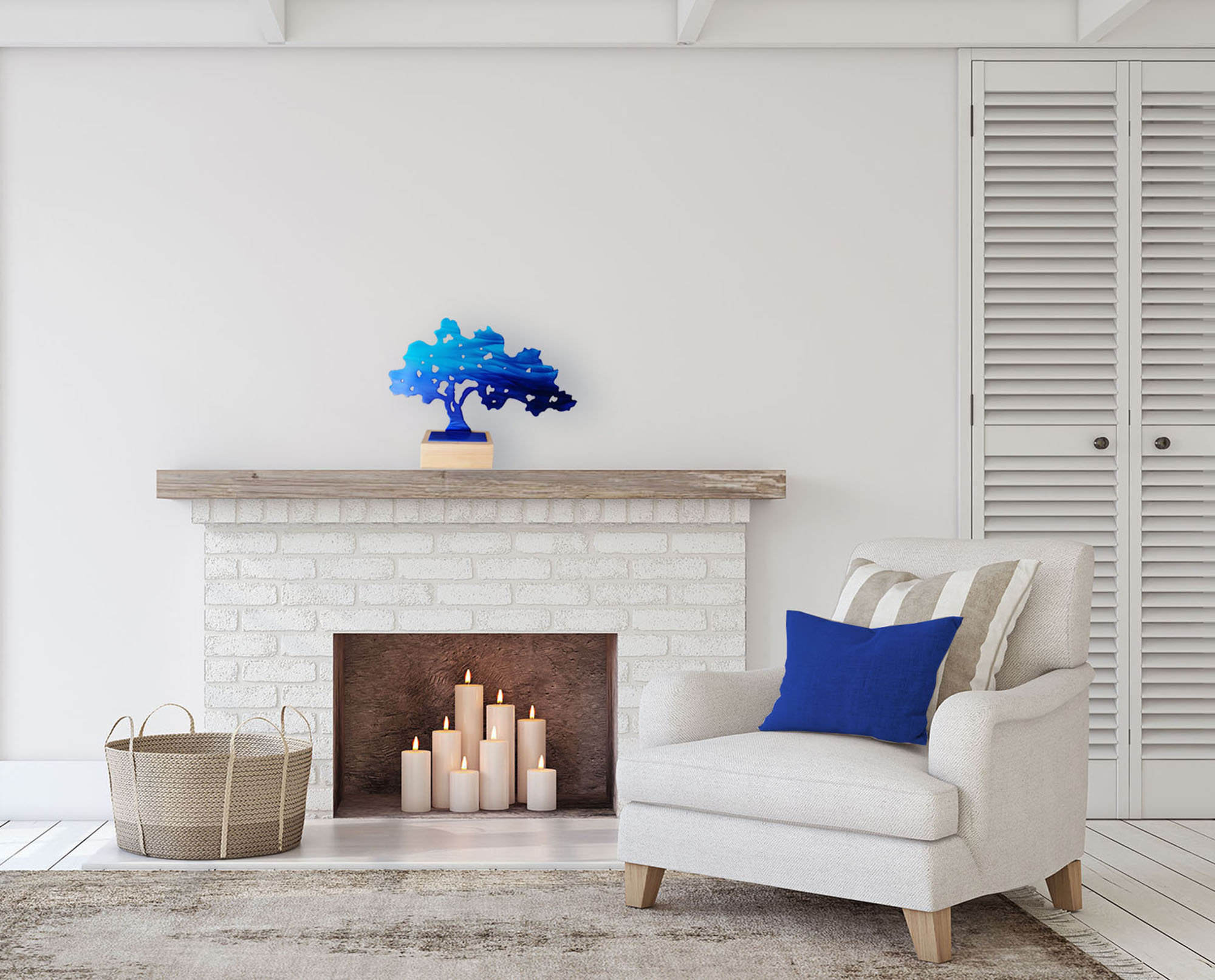 Blue Metal Tree Sculpture Metal Art Tree Decor Modern Tree | Etsy