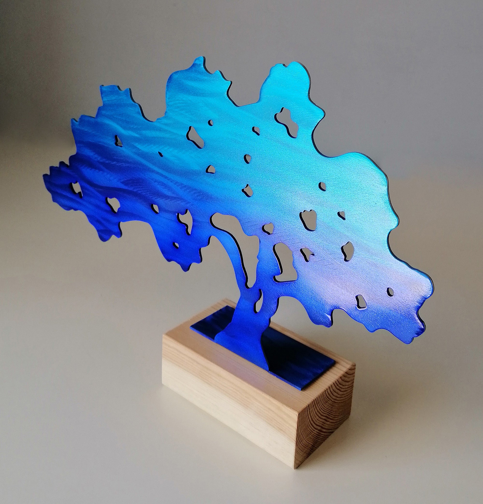 Blue Metal Tree Sculpture Metal Art Tree Decor Modern Tree | Etsy