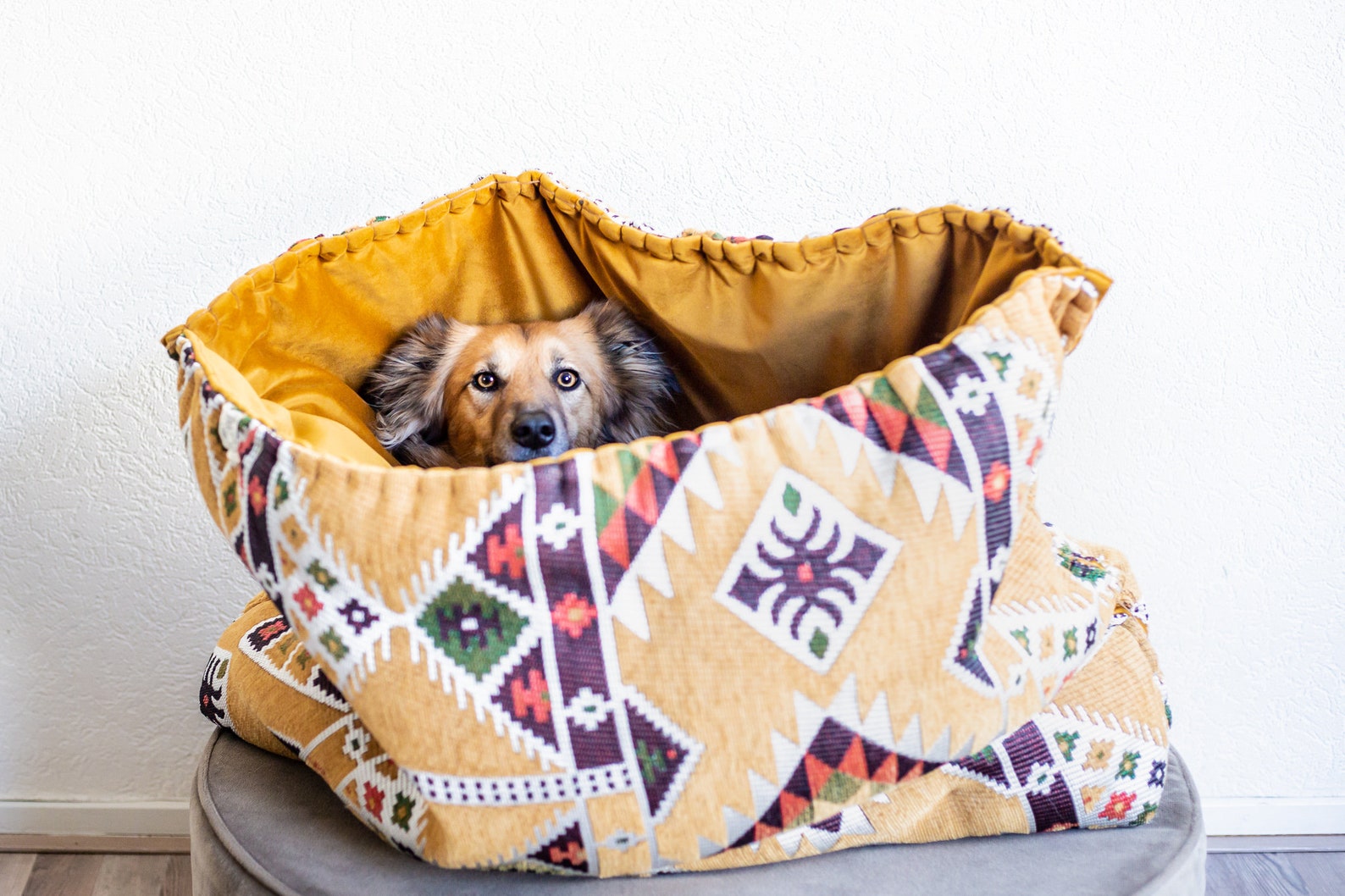Mustard Yellow Kilim Velvet / Faux Fur Snuggle Sack Cuddle | Etsy