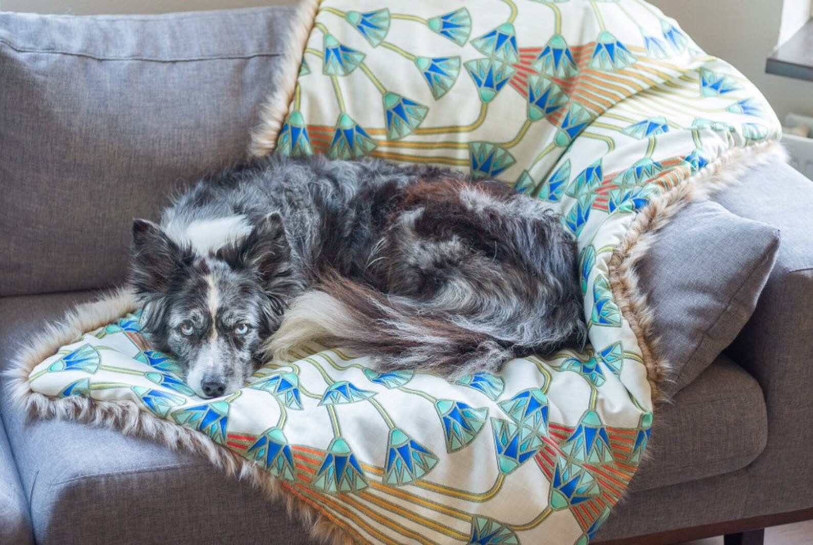 ART DECO Throw Blanket From Eco Recycled Canvas and High-end - Etsy