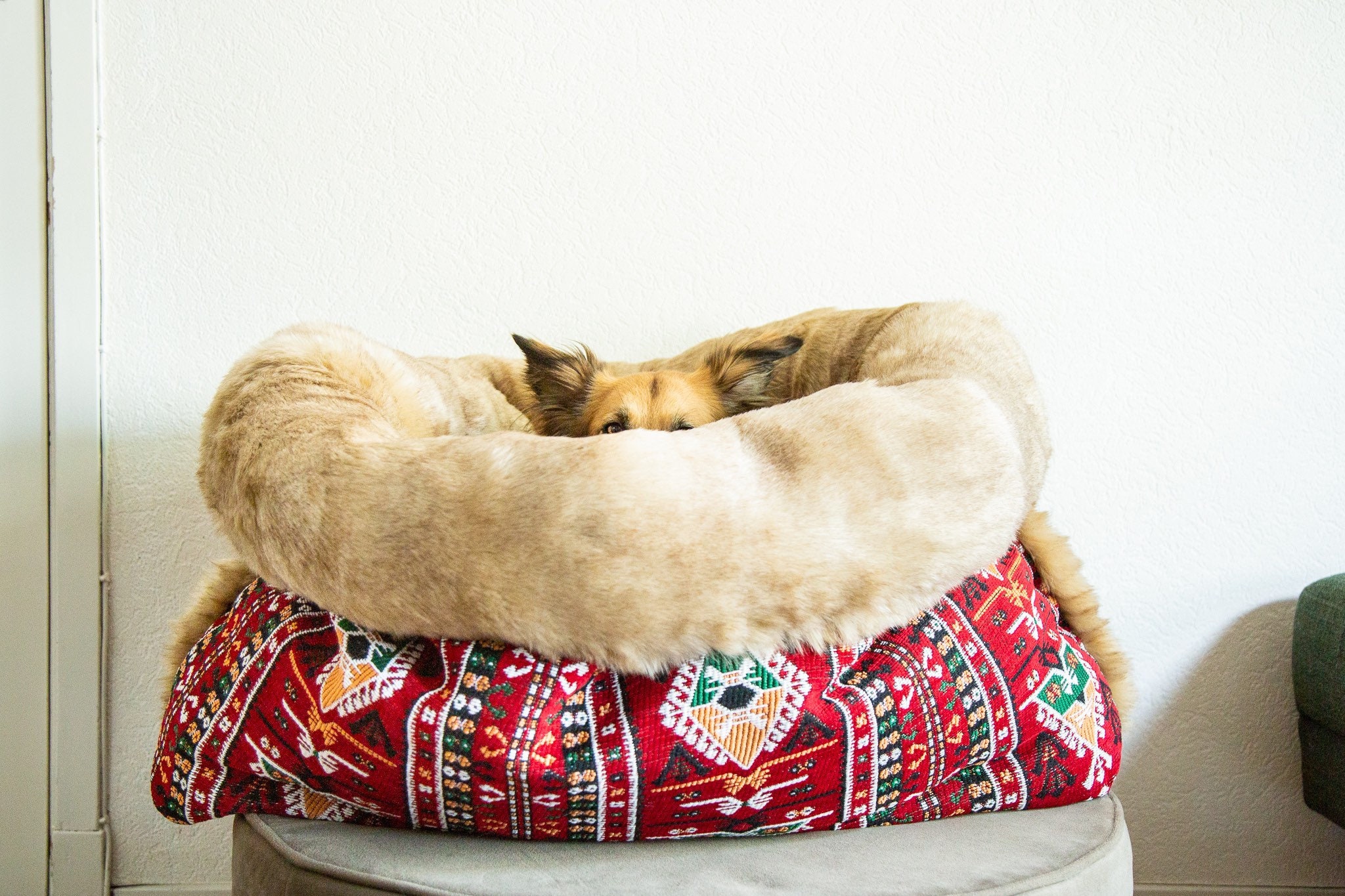 Red Kilim Velvet / Faux Fur Snuggle Sack Cuddle Cave - Etsy