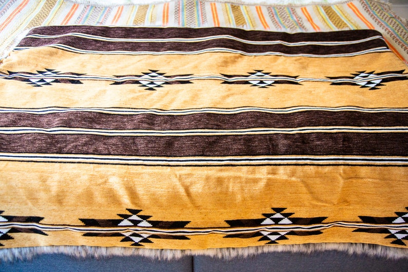 Navajo Kilim Throw With High-end Faux Fur Ethnic Blanket - Etsy