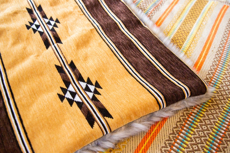 Navajo Kilim Throw With High-end Faux Fur Ethnic Blanket - Etsy