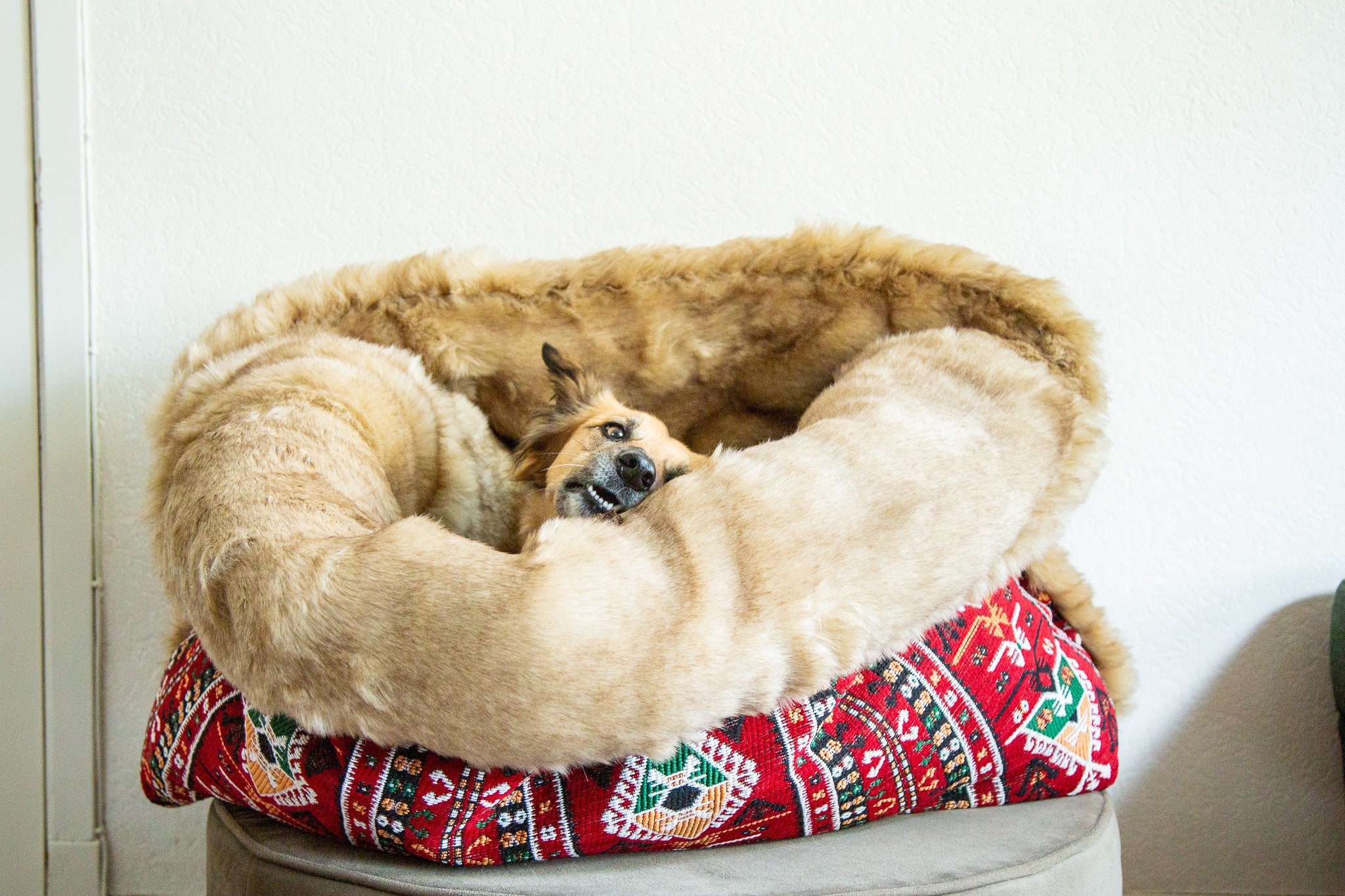 Red Kilim Velvet / Faux Fur Snuggle Sack Cuddle Cave - Etsy