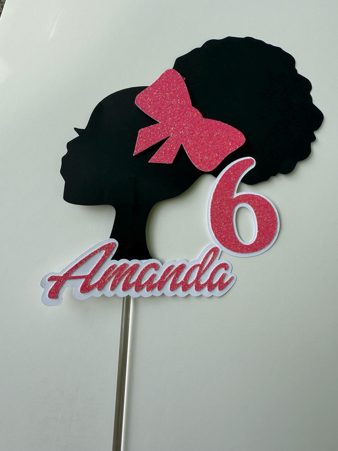 Afro Bow Cake Topper/doll Cake Topper/doll Silhouette Cake Topper - Etsy