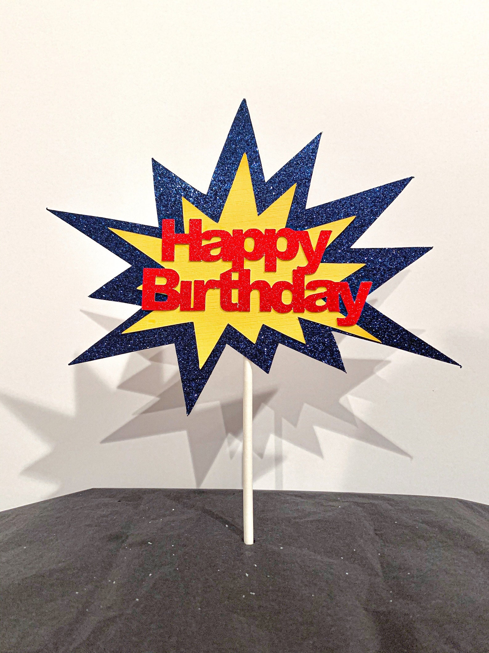 Pow Happy Birthday Cake Topper/happy Birthday Cake - Etsy
