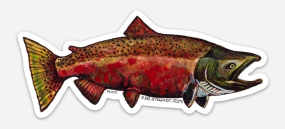 King Salmon Sticker Large | Etsy