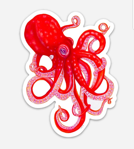 Octopus Sticker Waterproof Vinyl | Etsy