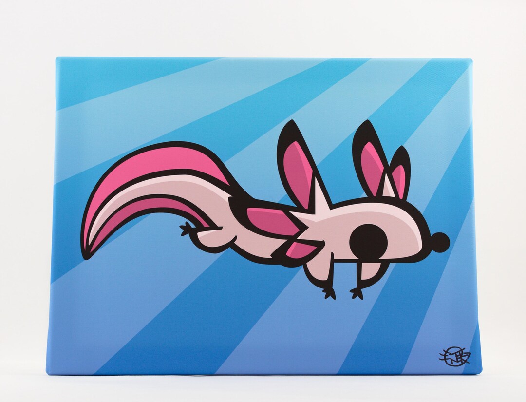 Pop Art Axolotl Canvas Giclée Print – 12"x16" Wall Art - Etsy